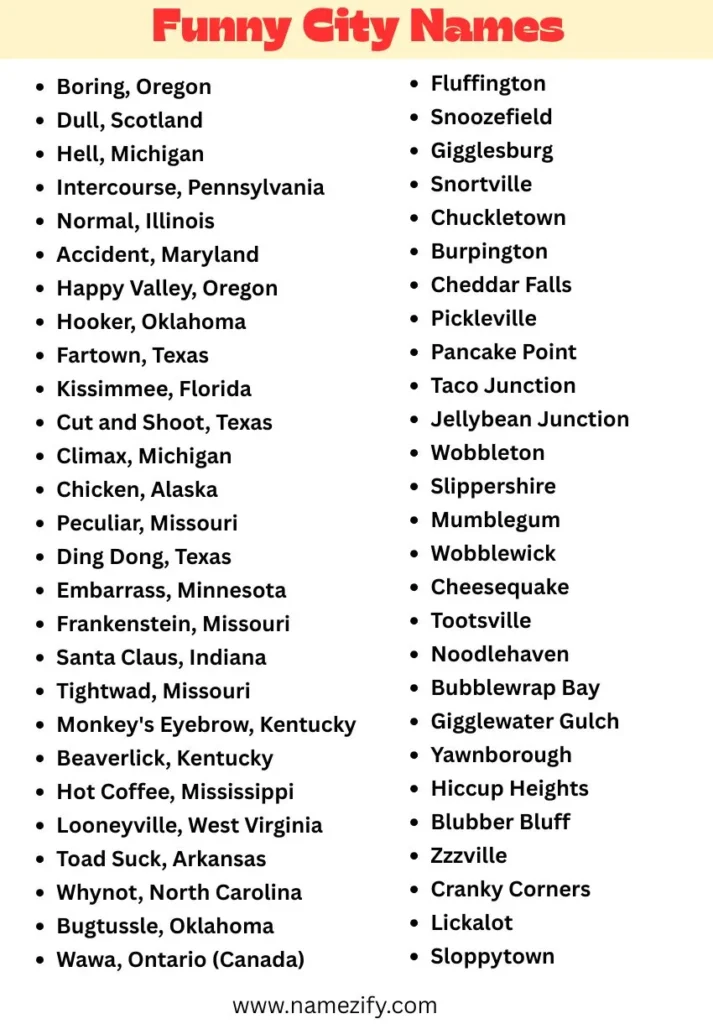 340+ Funny City Names That Will Leave You in Stitches